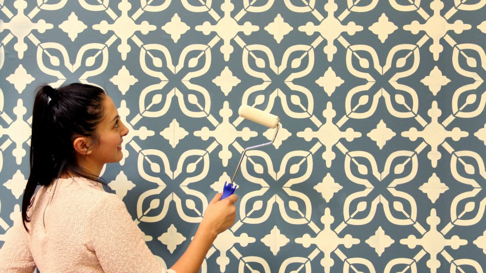 How to Stencil a Wall with Just Paint! DIY Tutorial Wall Painting