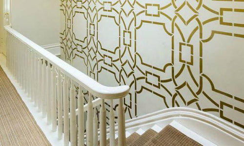Gold Wallpaper Wall Stencils - DIY Ideas for Metallic Home Decor