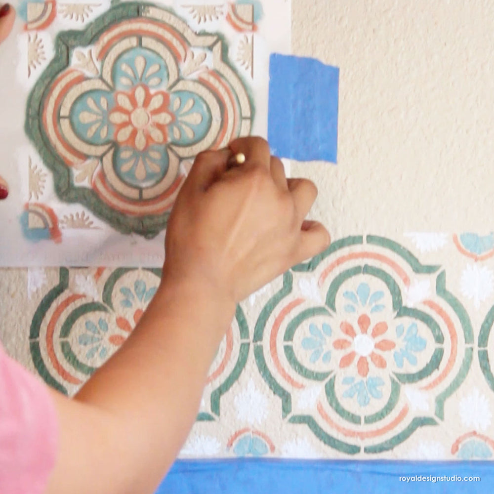 Spanish Tiles Pattern Tile Stencils for Painting Floors - DIY Flooring