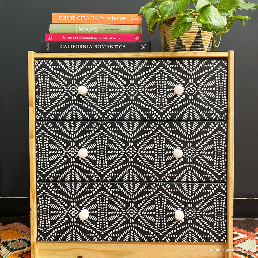 African Tribal Batik Allover Wall Stencil – Royal Design Studio Stencils