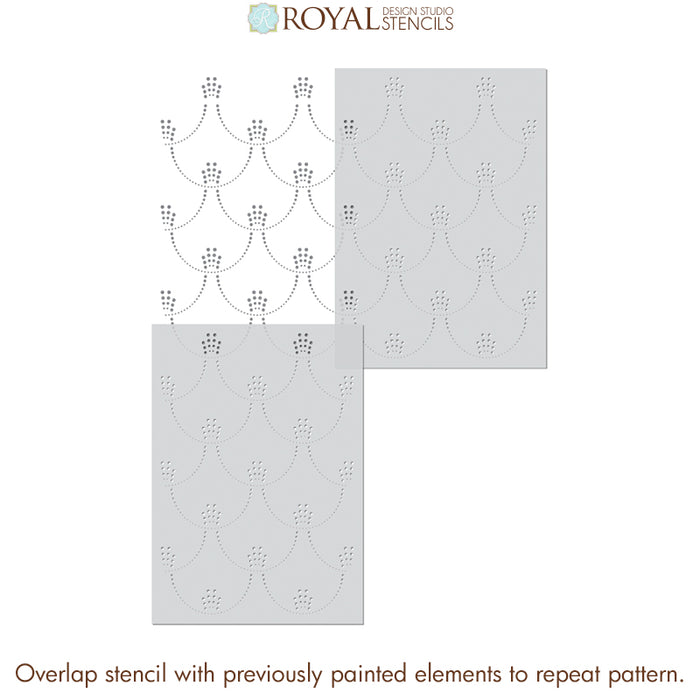 Art Deco Pearls Wall Damask Stencil Pattern | DIY Wallpaper Look