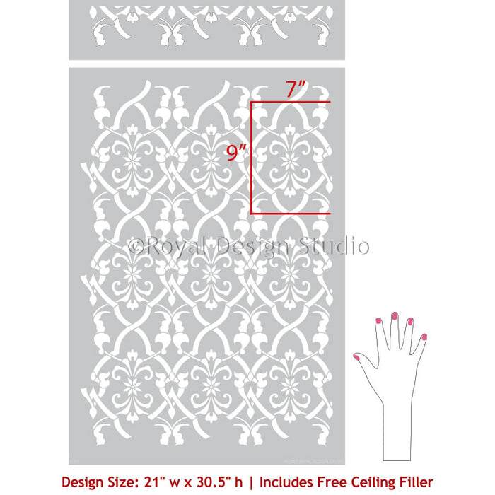 Aladdin Damask Wall Stencil