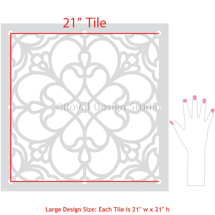 Geometric Pattern Tile Stencils - DIY Painting Concrete Porch Designs