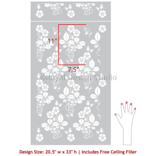 Flower Stencils | English Garden Floral Wall Stencils for Painting