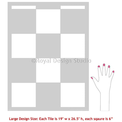 Checkered Square Tile Stencils - DIY Painting Nursery Stencil Designs