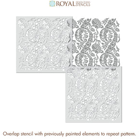Large scale French Damask Stencil Pattern-stenciling a wallpaper look