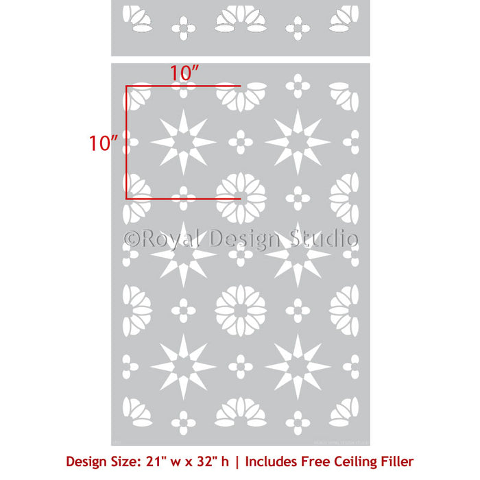 Star Stencils, Geometric Wall Art, Tile Stencils for Painting Floors