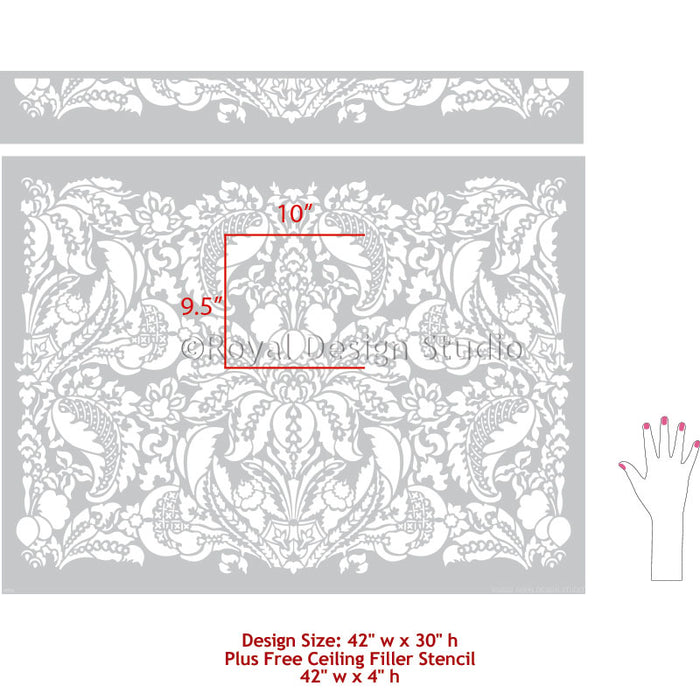 Amazing Damask Wall Stencil in Large Scale-Feature Wall Stenciling