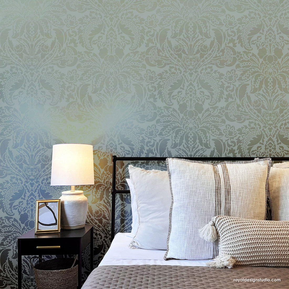 Amazing Damask Wall Stencil in Large Scale-Feature Wall Stenciling
