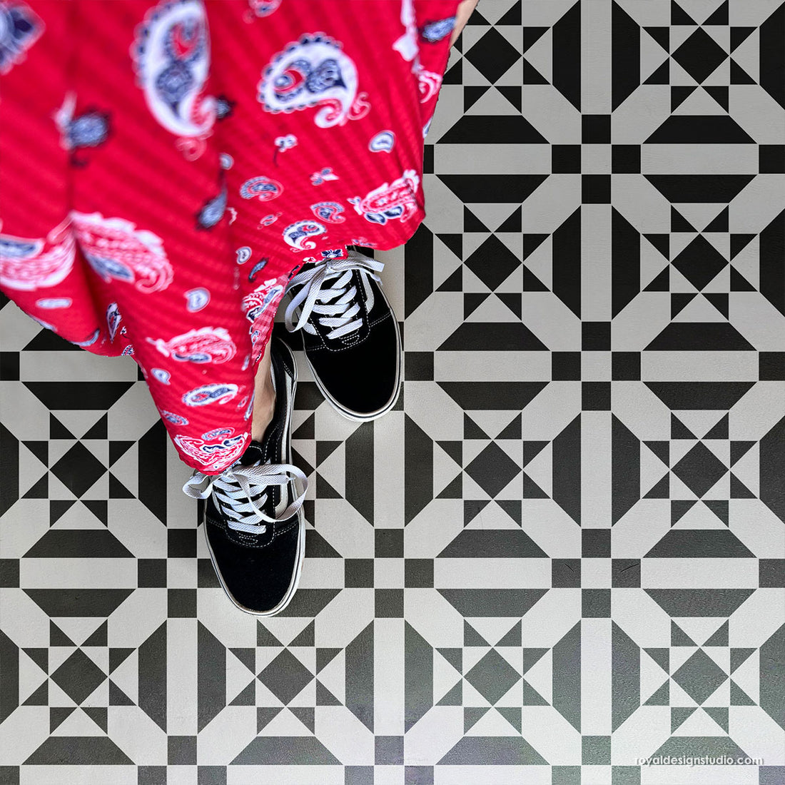 Large Wall and Floor Painting Stencil-Art Deco Pattern