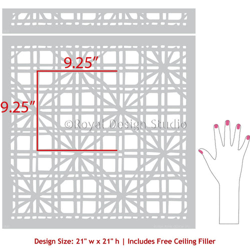Large DIY Stencils for Painting Custom Wallpaper Looks on Walls