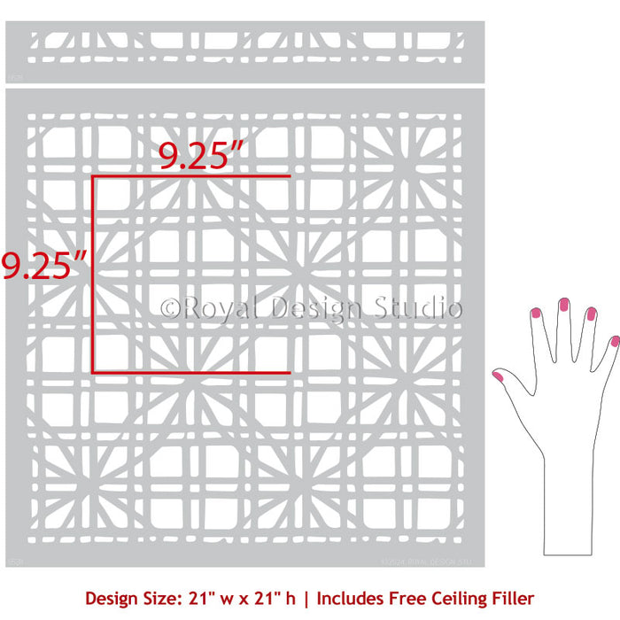Large DIY Stencils for Painting Custom Wallpaper Looks on Walls