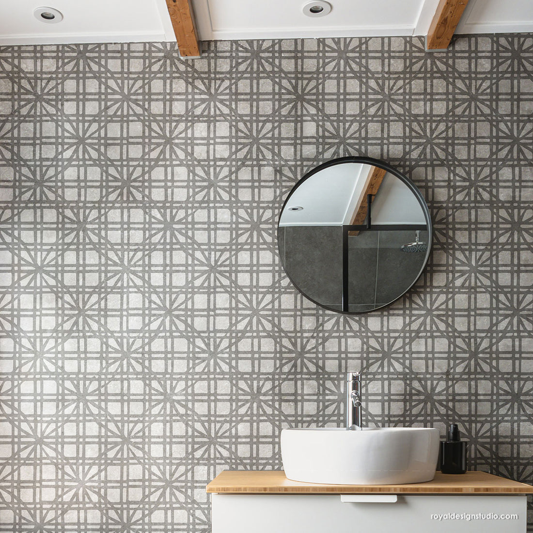 Large DIY Stencils for Painting Custom Wallpaper Looks on Walls