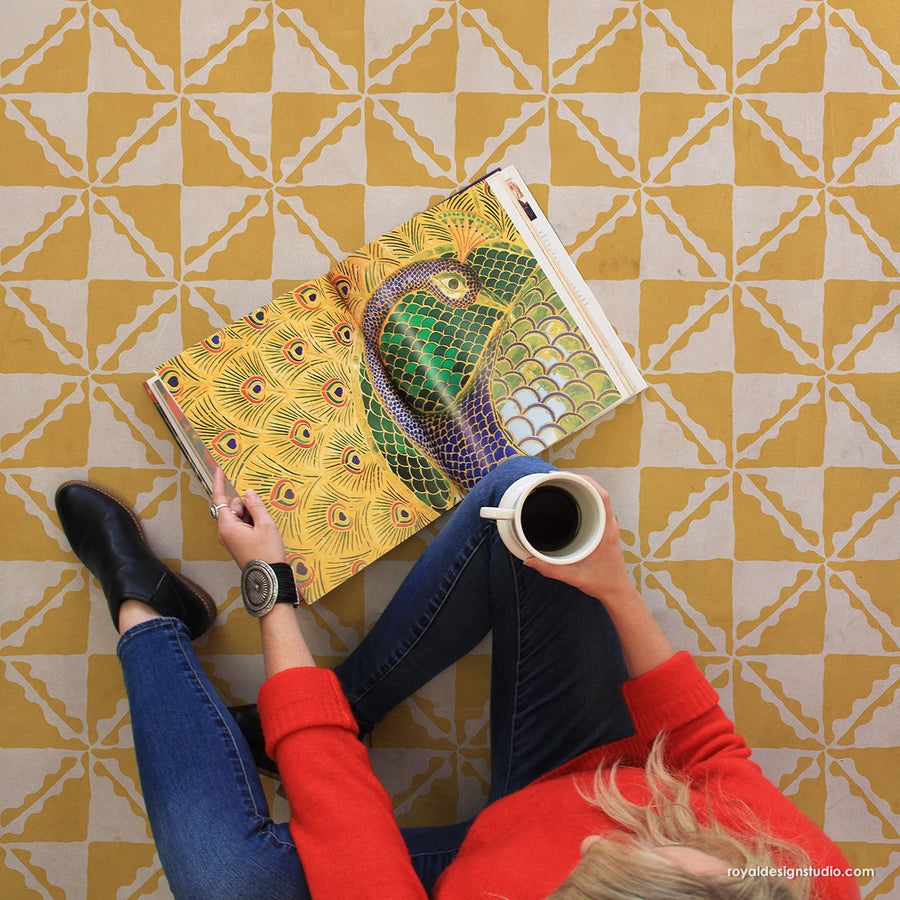 Modern Check Pattern Stencil-Large Wall Stencils for DIY Decor