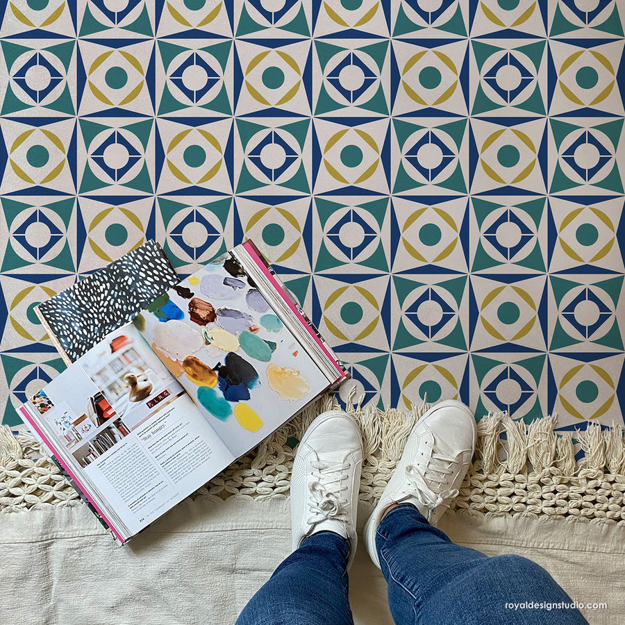 Modern Tile Stencil for Stenciling Furniture and Backsplashes