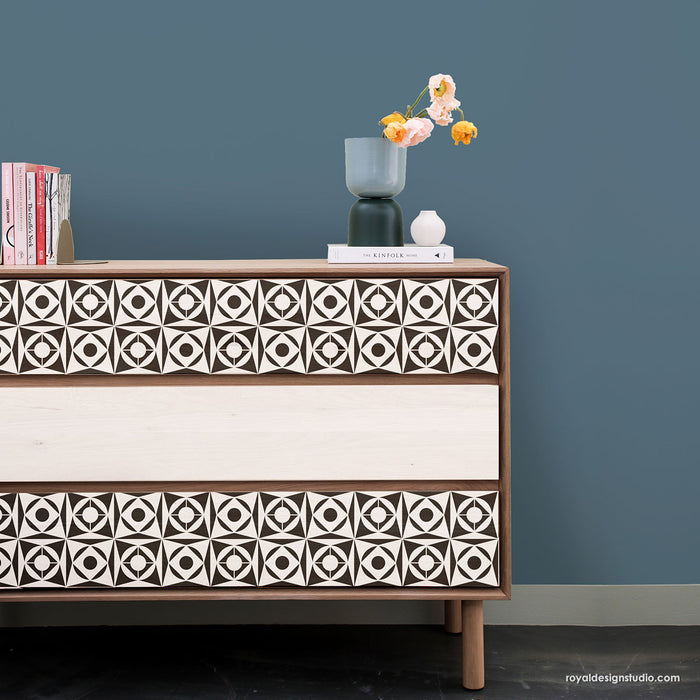 Modern Tile Stencil for Stenciling Furniture and Backsplashes