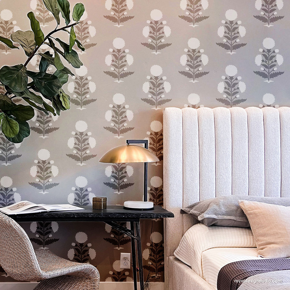 Amazing Floral Block Print Pattern Wall Stencil-Custom DIY Walls Decor