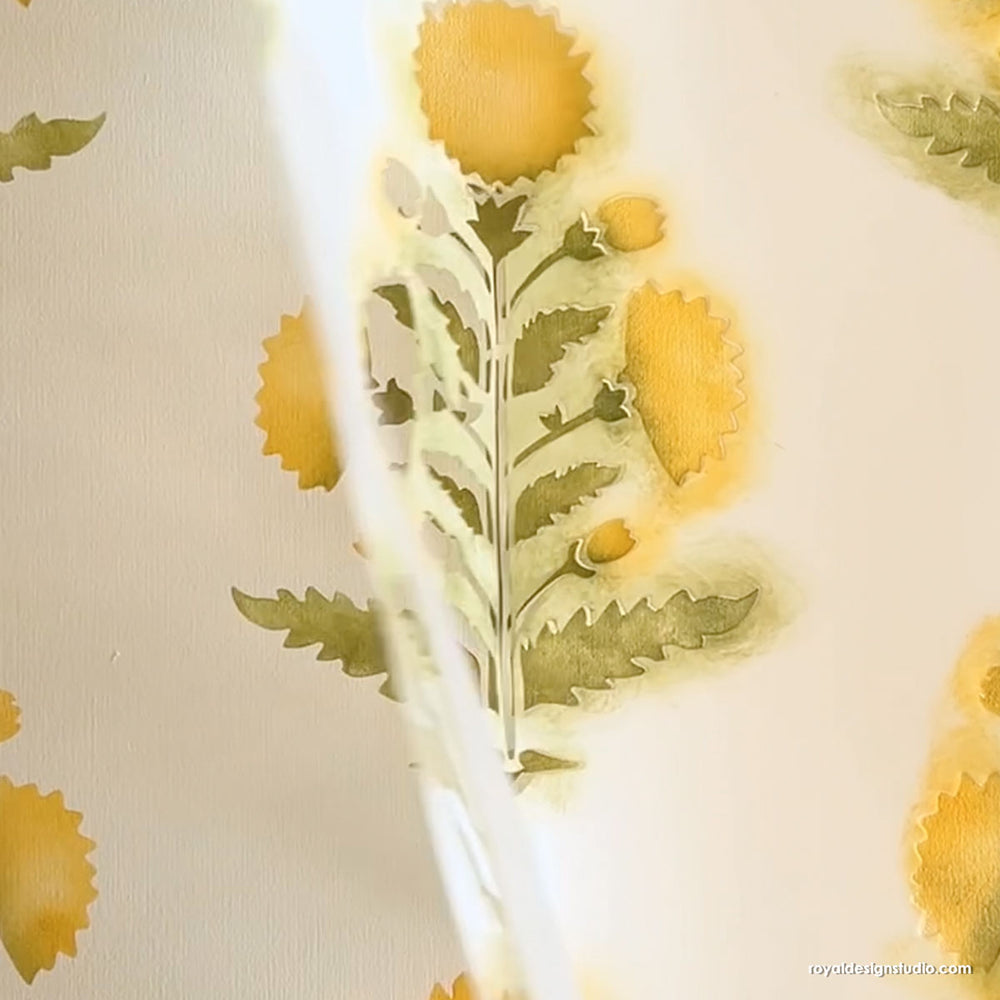 Amazing Floral Block Print Pattern Wall Stencil-Custom DIY Walls Decor