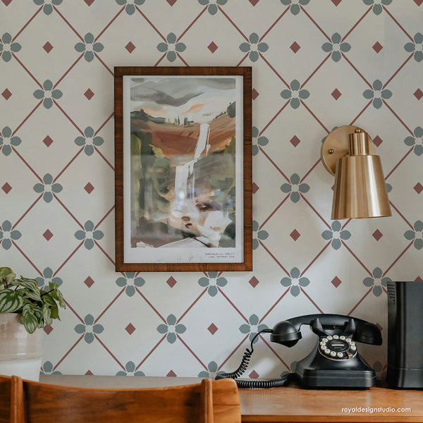 Large Stencils for Country Cottage Wall Decor - DIY Stenciled Wallpaper