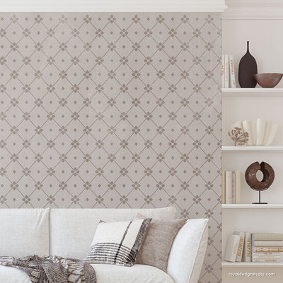 Large Stencils for Country Cottage Wall Decor - DIY Stenciled Wallpaper