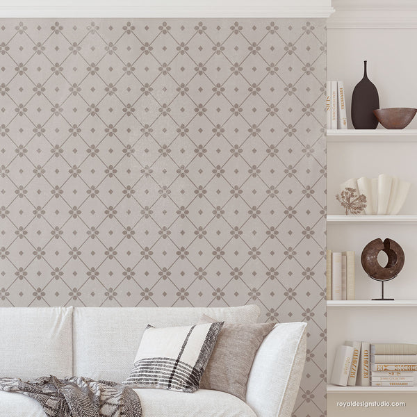 Large Stencils for Country Cottage Wall Decor - DIY Stenciled Wallpaper