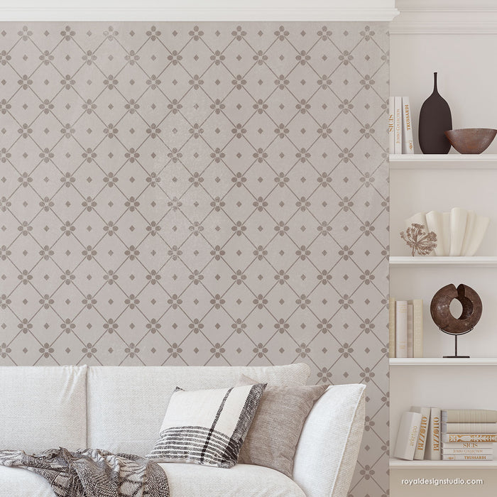 Large Stencils for Country Cottage Wall Decor - DIY Stenciled Wallpaper