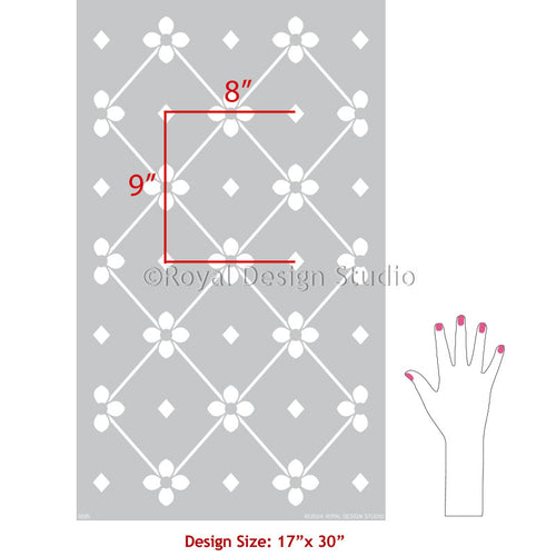 Large Stencils for Country Cottage Wall Decor - DIY Stenciled Wallpaper