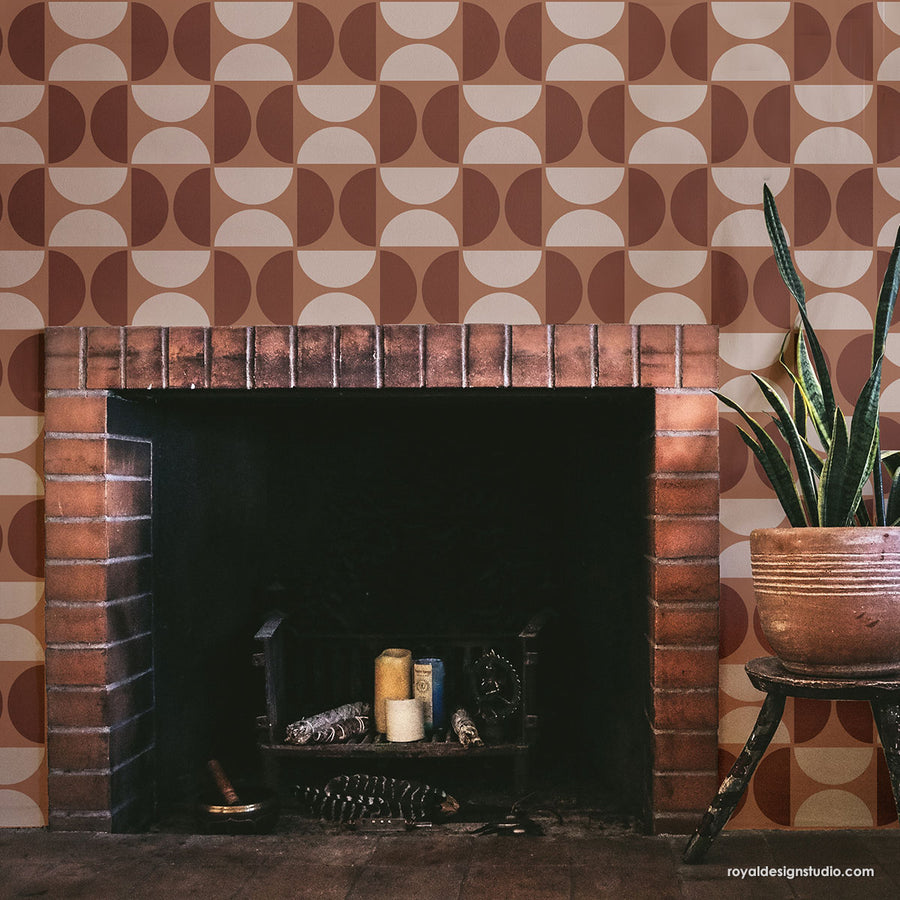 Large Wall and Floor Painting Stencil-Modern Half Moon Pattern