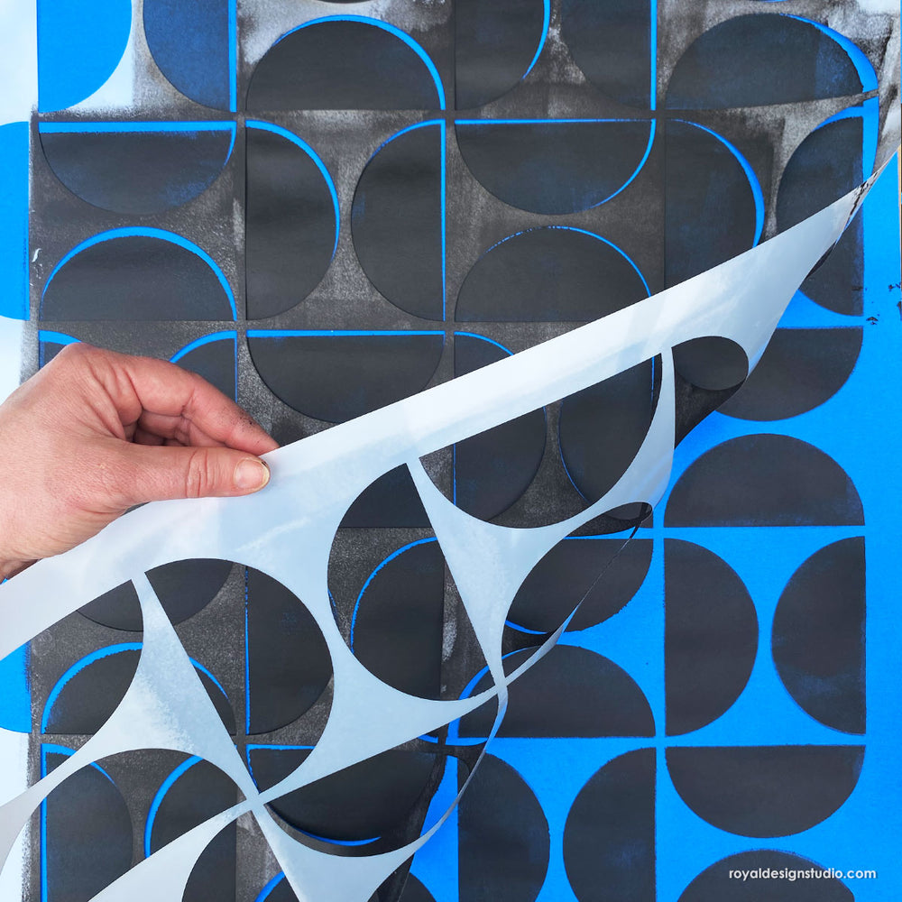 Large Wall and Floor Painting Stencil-Modern Half Moon Pattern