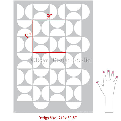 Large Wall and Floor Painting Stencil-Modern Half Moon Pattern