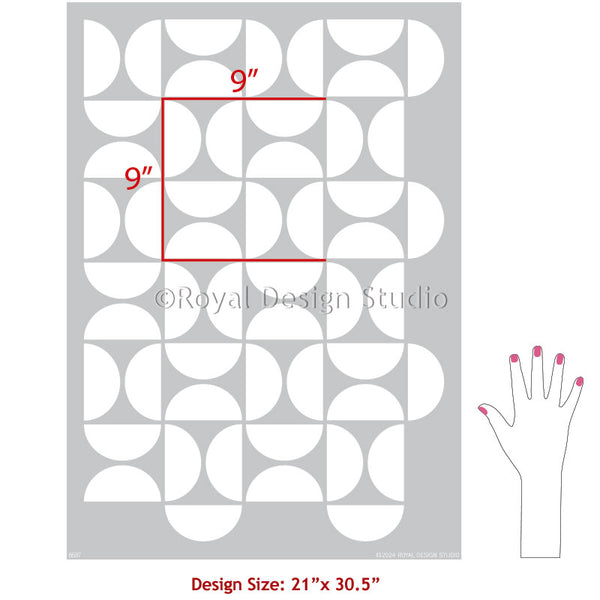 Large Wall and Floor Painting Stencil-Modern Half Moon Pattern