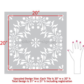 Portuguese tile stencil for stenciling backsplashes and floors