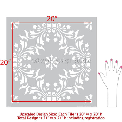 Portuguese tile stencil for stenciling backsplashes and floors