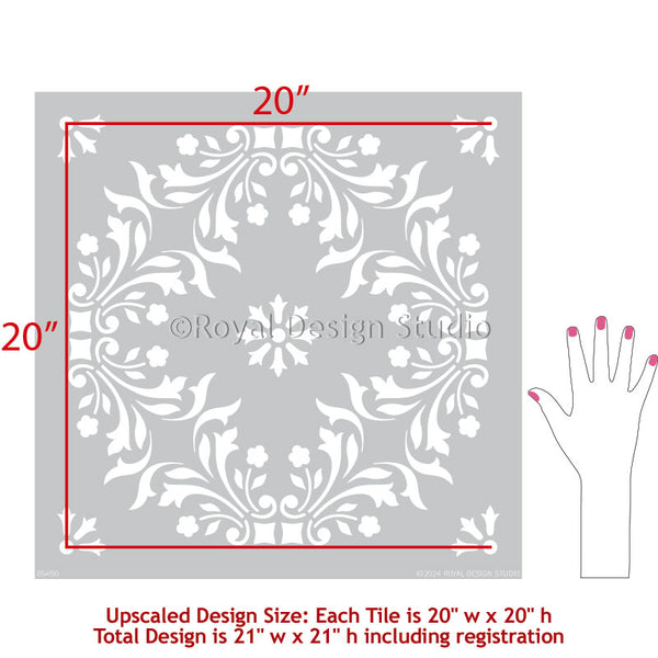Portuguese tile stencil for stenciling backsplashes and floors