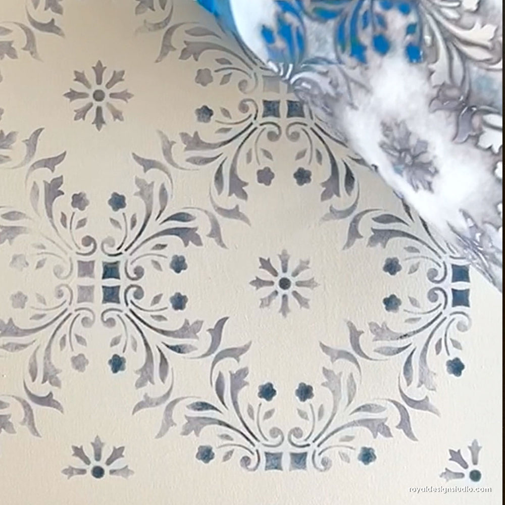 Portuguese Pattern Tile Stencil - DIY Painting Concrete Porch Designs