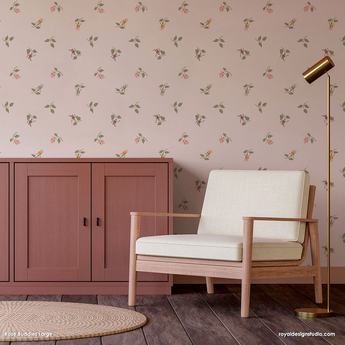 Rose Buddies Floral Furniture and Wall Stencil
