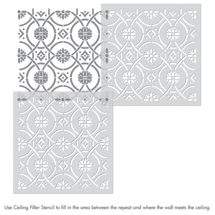Art Nouveau Stencils | Large Floral Wall Stencil for Wall Decor
