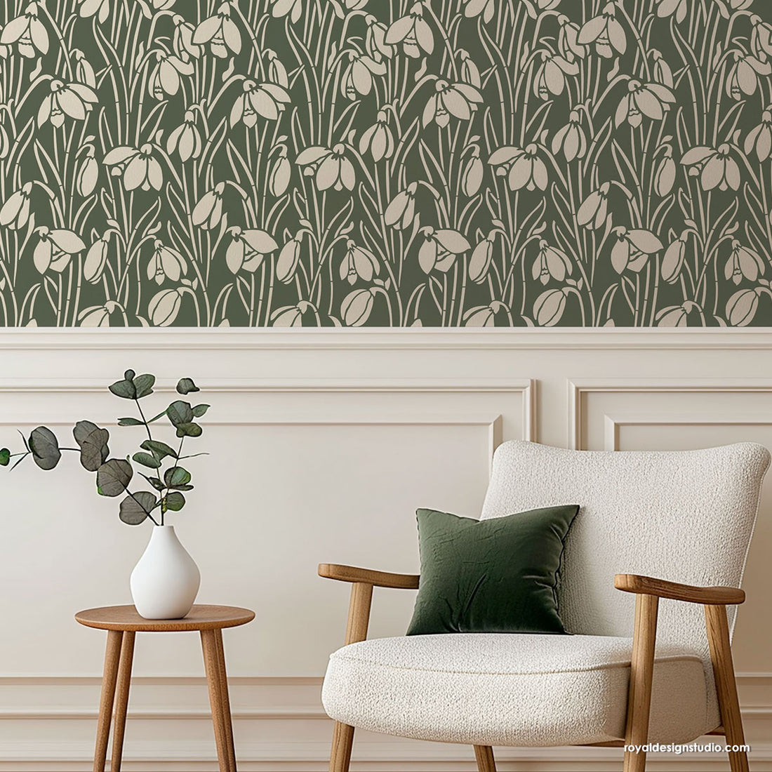 Art Nouveau Wallpaper Pattern Wall Stencil for Painting Walls
