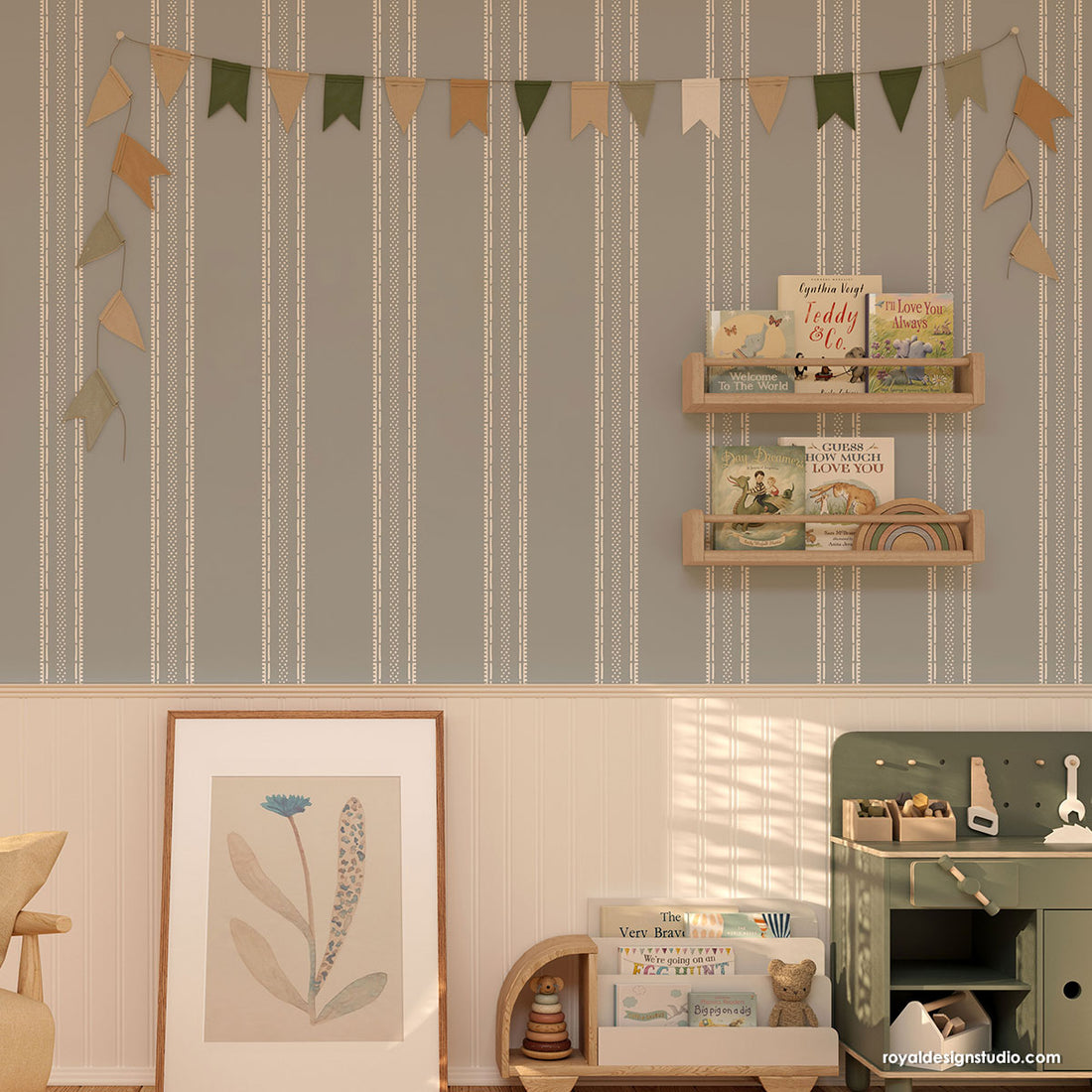 Large Stripe Stencil for Walls-Painted Wallpaper Decor