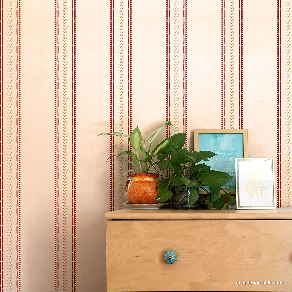 Large Stripe Stencil for Walls-Painted Wallpaper Decor