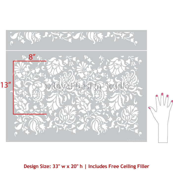 Wall Stencils | Large Allover Brocade Stencil