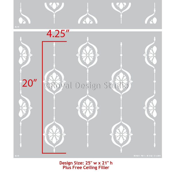 Country Floral Stencil for Walls-Chatelaine Stripe Stencil