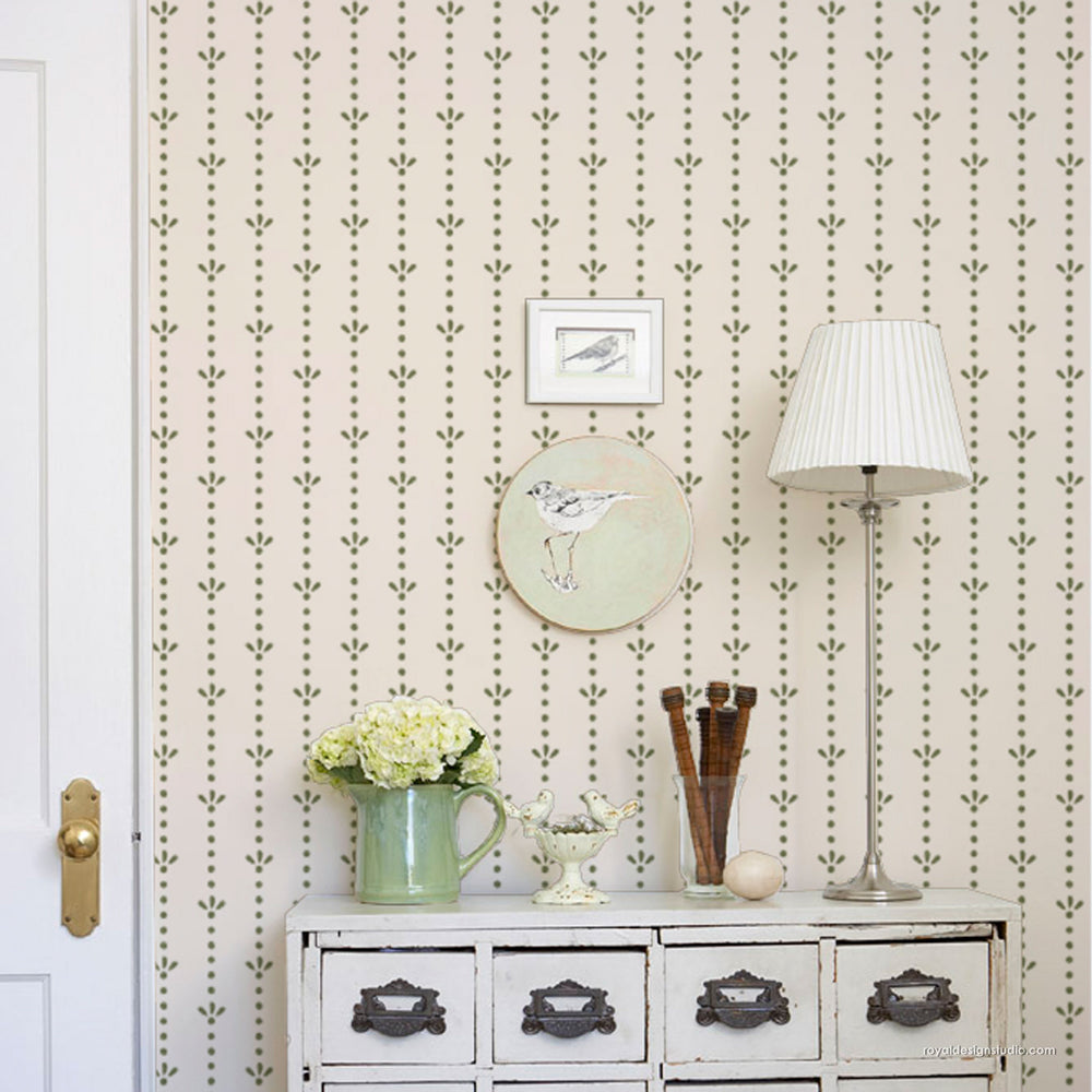 Simple Dotted Stripe Stencil for Painting Walls and Furniture