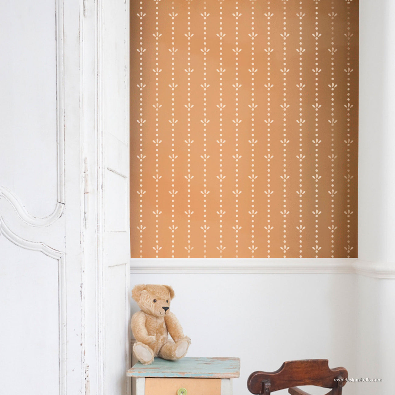 Simple Dotted Stripe Stencil for Painting Walls and Furniture