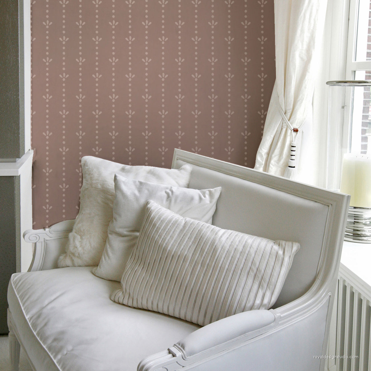 Simple Dotted Stripe Stencil for Painting Walls and Furniture