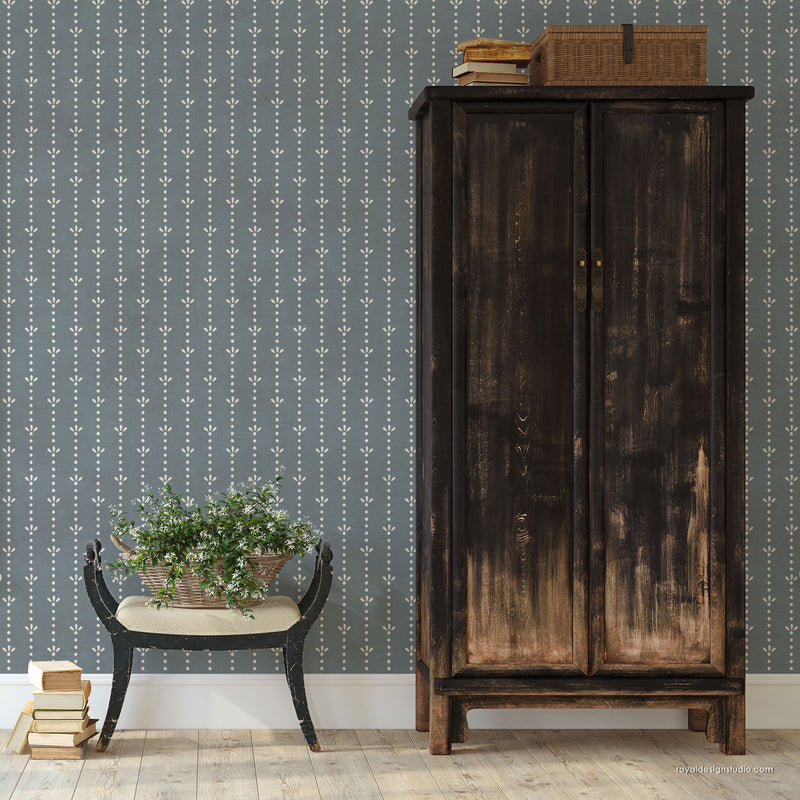 Simple Dotted Stripe Stencil for Painting Walls and Furniture