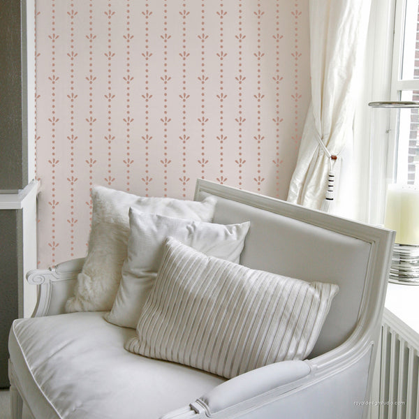 Simple Dotted Stripe Stencil for Painting Walls and Furniture