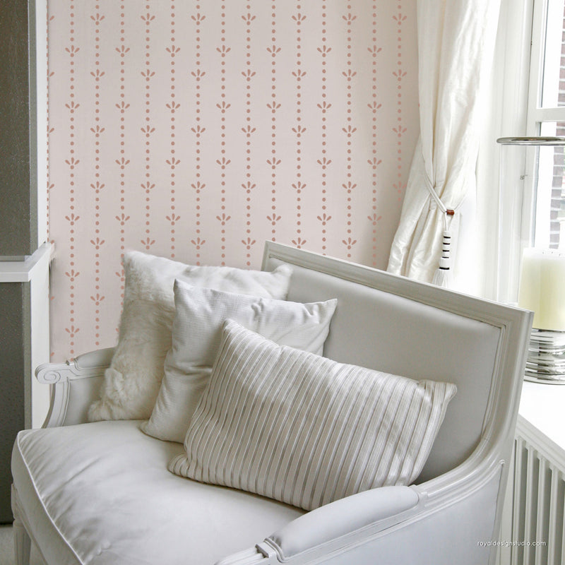 Simple Dotted Stripe Stencil for Painting Walls and Furniture