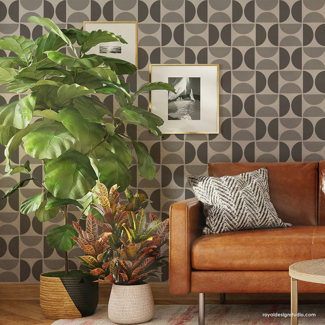 Large Wall and Floor Painting Stencil-Modern Half Moon Pattern