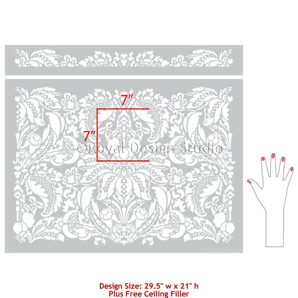 Large Damask Wall Stencils - DIY Wallpaper Look